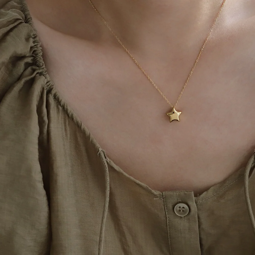 316l-Stainless-Steel-Korean-Fashion-Simple-Star-Pendant-Necklace-for ...
