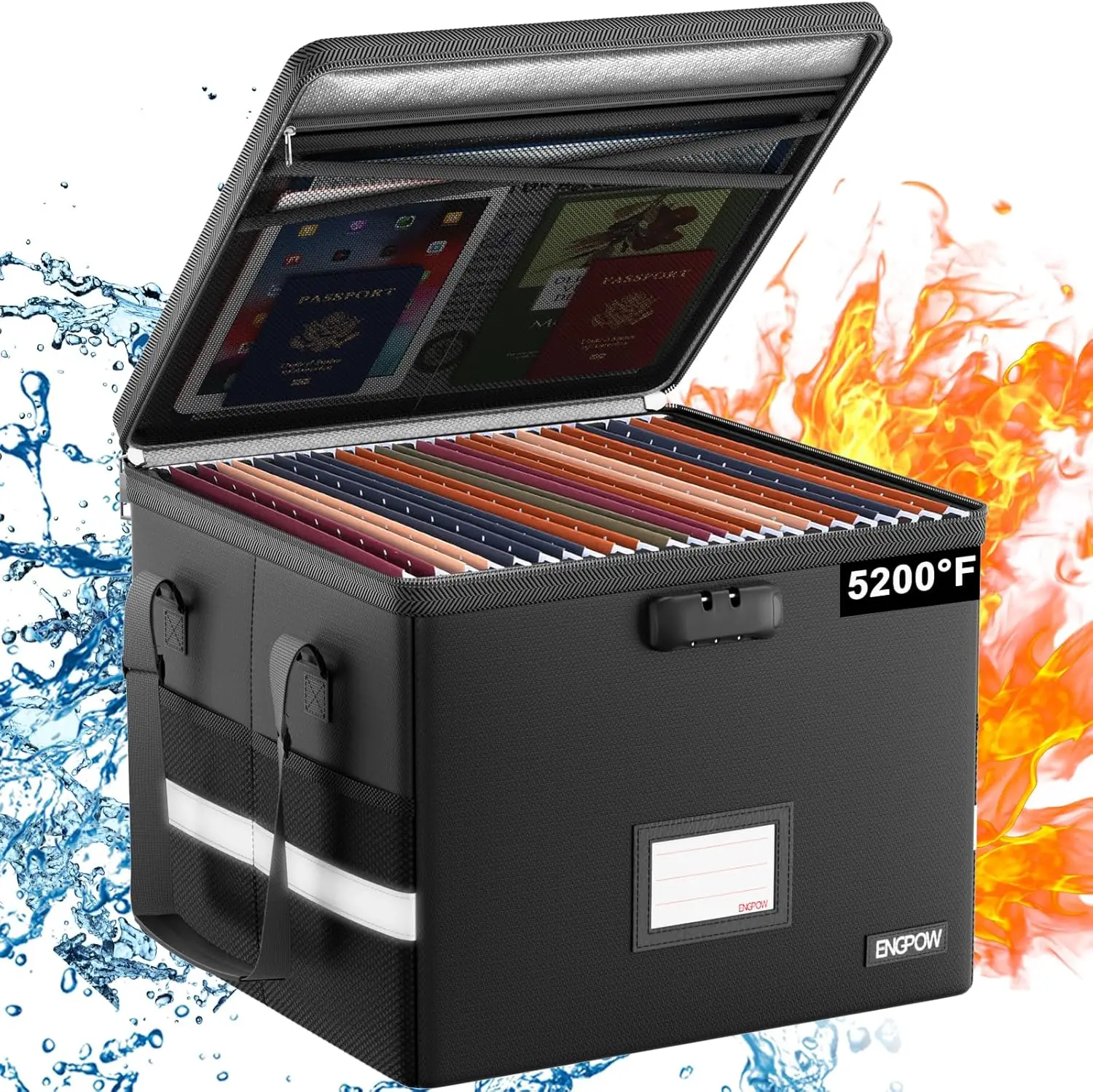 5200°F Fireproof Document Box with Lock, Collapsible Heat Insulated ...