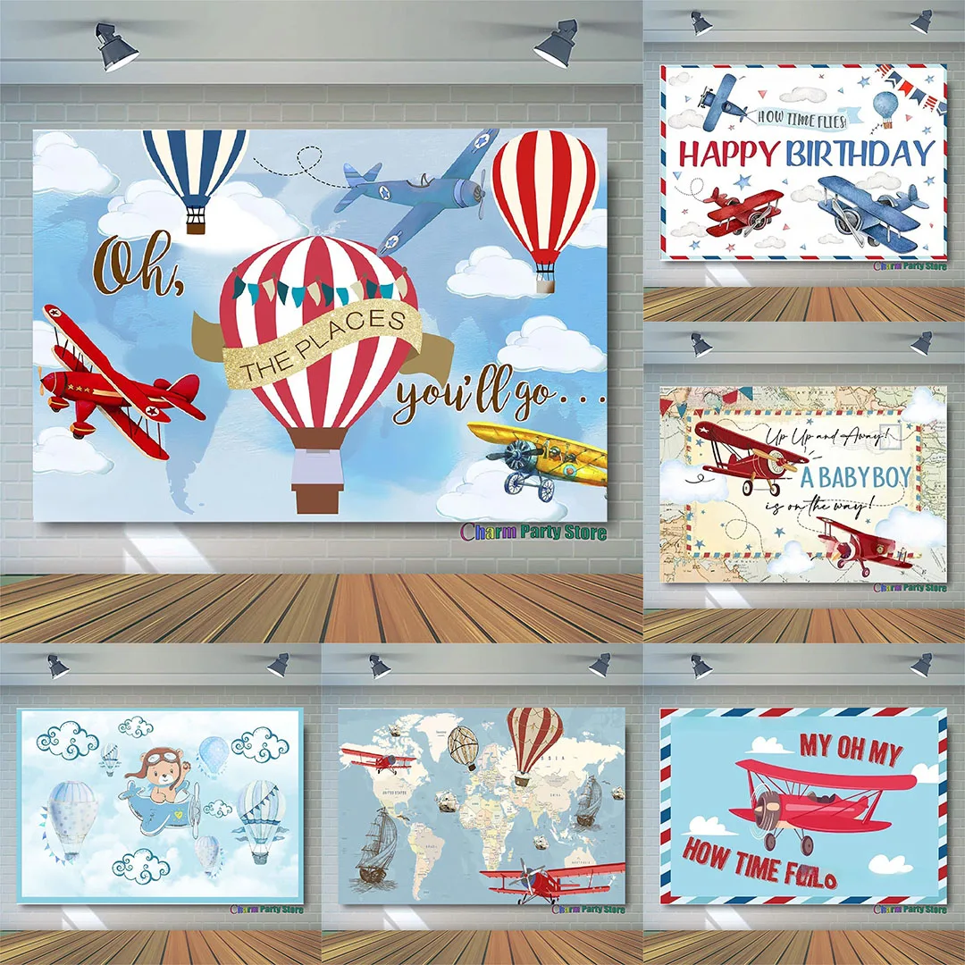 Charm Birthday Airplane Backdrop Clouds Baby Shower Newborn kid ...