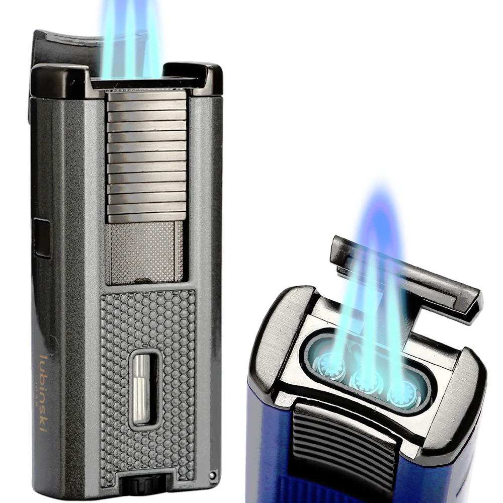 LUBINSKI-3-Torch-Lighters-Cigar-Accessories-Metal-Portable-With-Needles ...