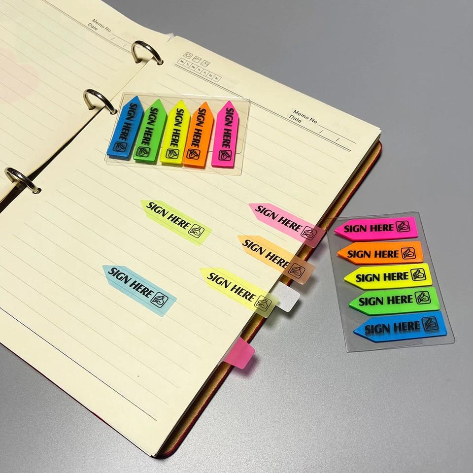 800 Pcs Sign Here Index Marker,5 Colors Repositionable Sign Here Tabs ...