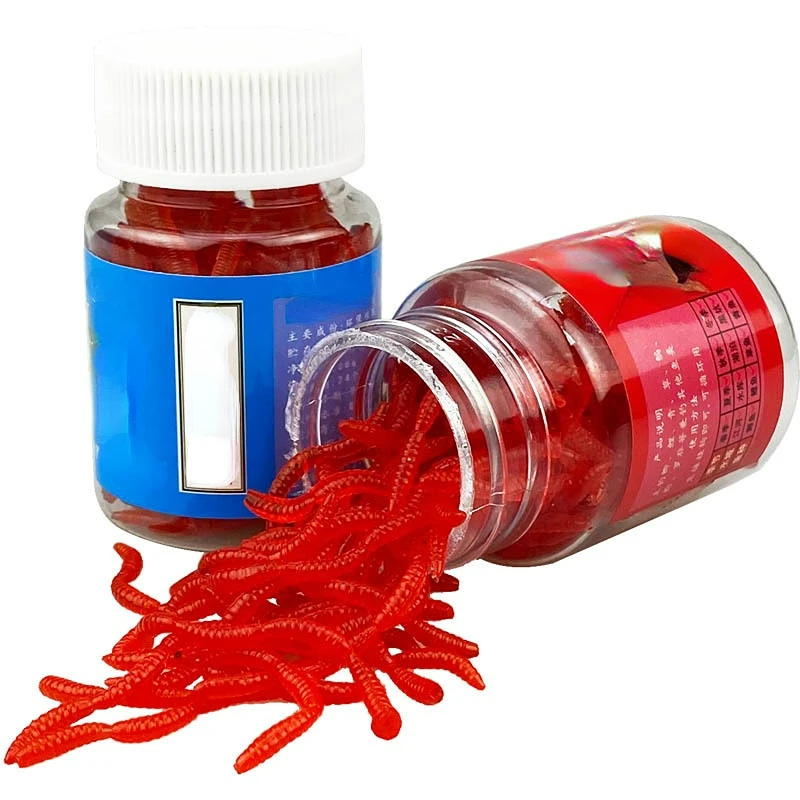 NEW-20-or100pcs-Lifelike-Fishy-Smell-Red-Worms-Soft-Bait-Simulation ...