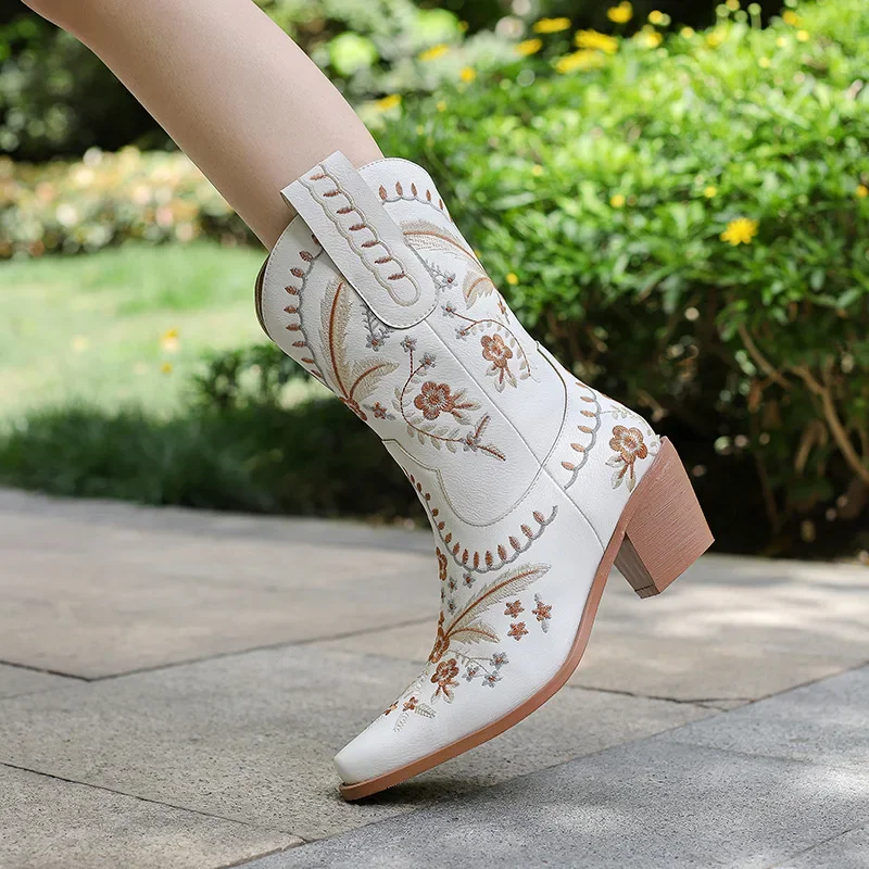 Santiag-Botines-de-estilo-vaquero-para-mujer-botas-de-punta-estrecha ...