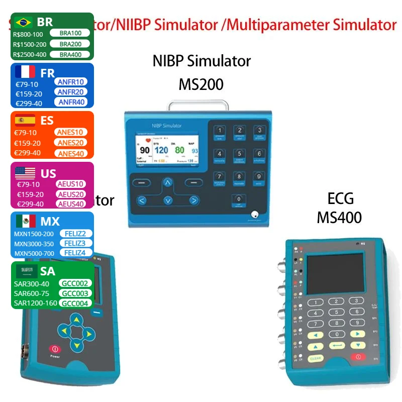 CONTEC-MS100-MS200-MS400-SPO2-PR-NIBP-ECG-IBP-TEMP-Simulator-Biomedical ...