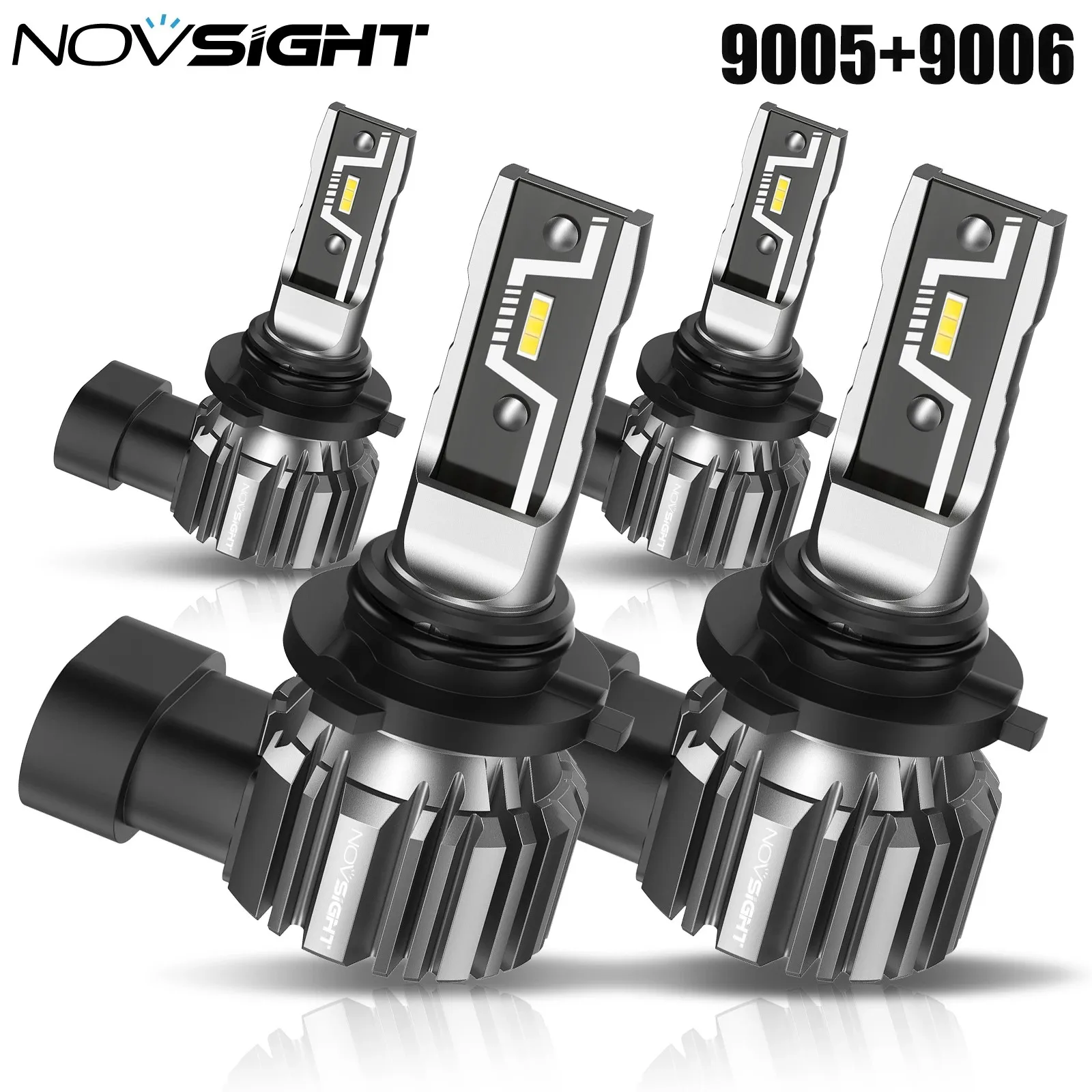 NOVSIGHT LED Car Lamp 2PCS 9005 2PCS 9006 Car Headlight Bulbs High Low ...