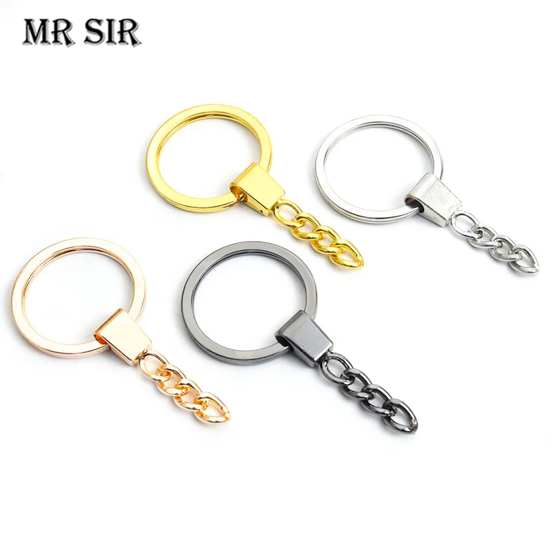 4pcs-lot-Four-Colors-Metal-Keyring-Key-Chain-Plated-Long-Round-Split ...