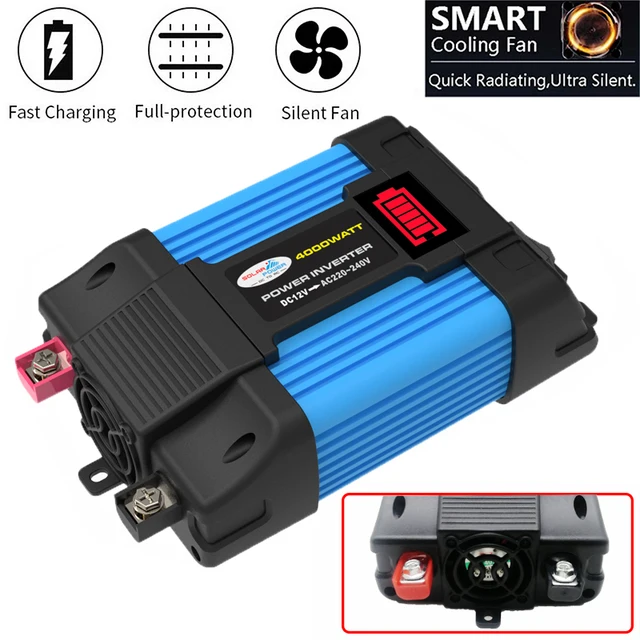 4000W/6000W Car Power Inverter LED Voltage Capacity Display Transformer ...