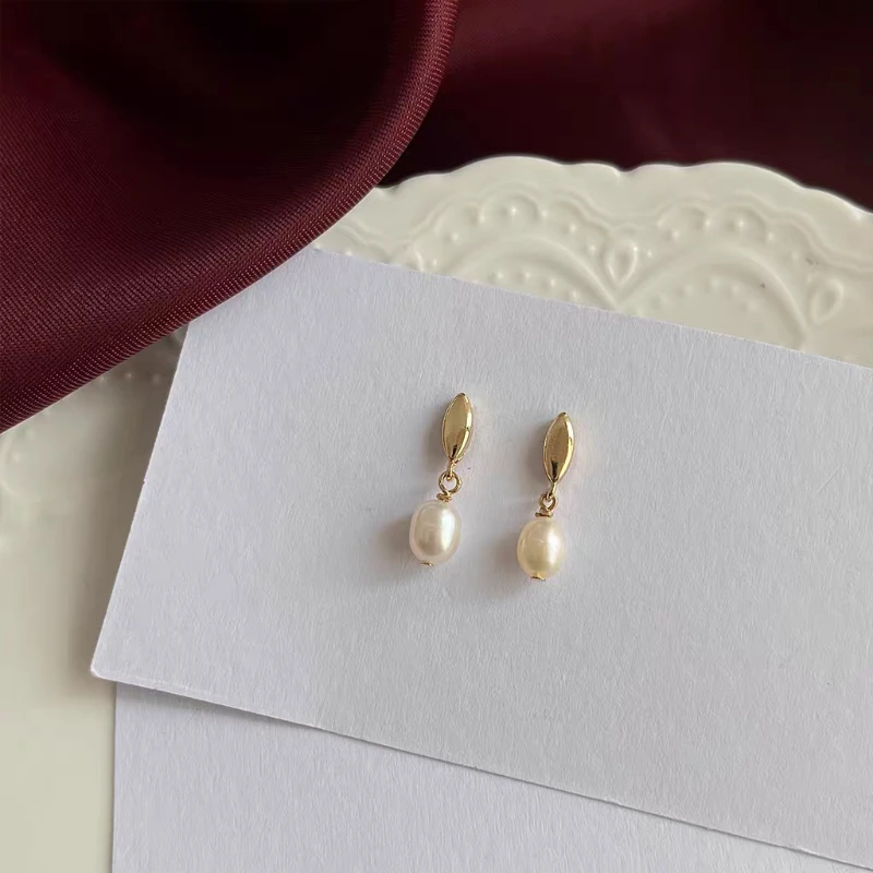 925 Sterling Silver Pearl Stud Earrings Fashionable Exquisite Simple ...