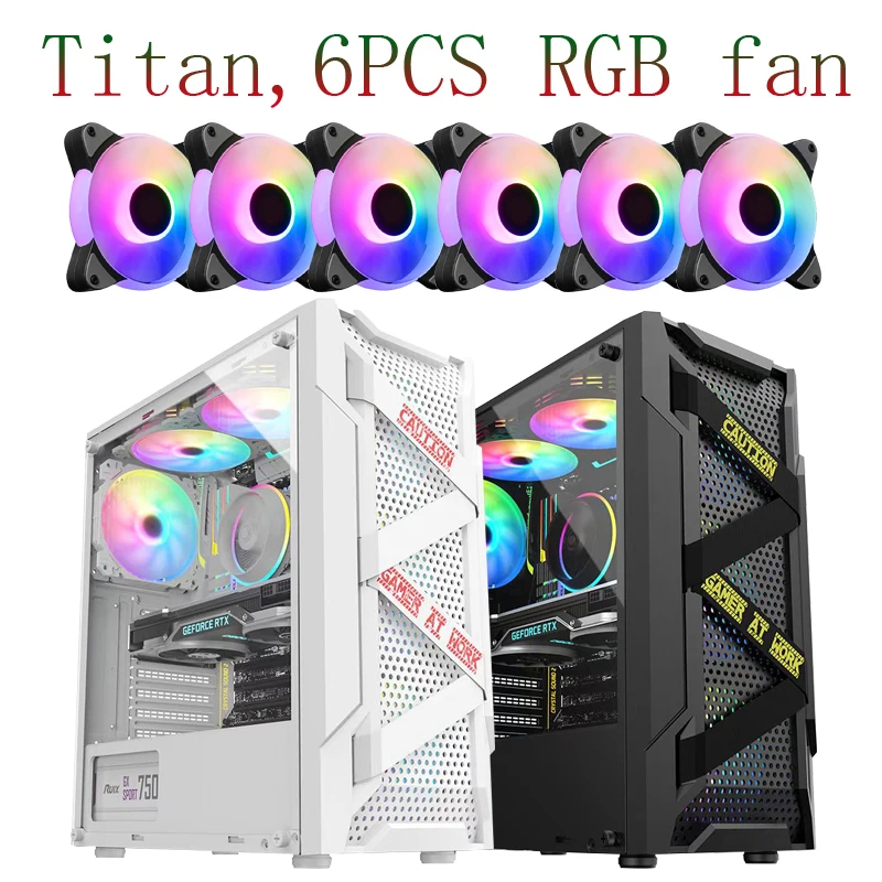 ATX-Tower-case-Game-PC-case-4-pre-installed-LED-fans-translucent ...