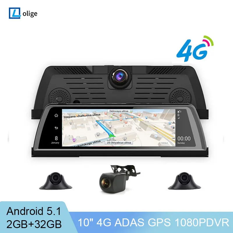 10-Inch-Car-mirror-4G-Dash-Cam-Car-4-Camera-Video-Recorder-Wifi-1080P ...