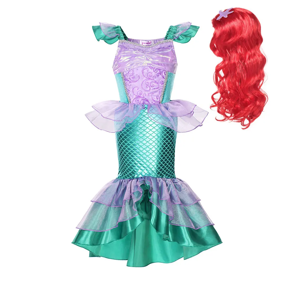 Disney-vestido de la Sirenita Ariel para niña, conjunto de disfraz de ...