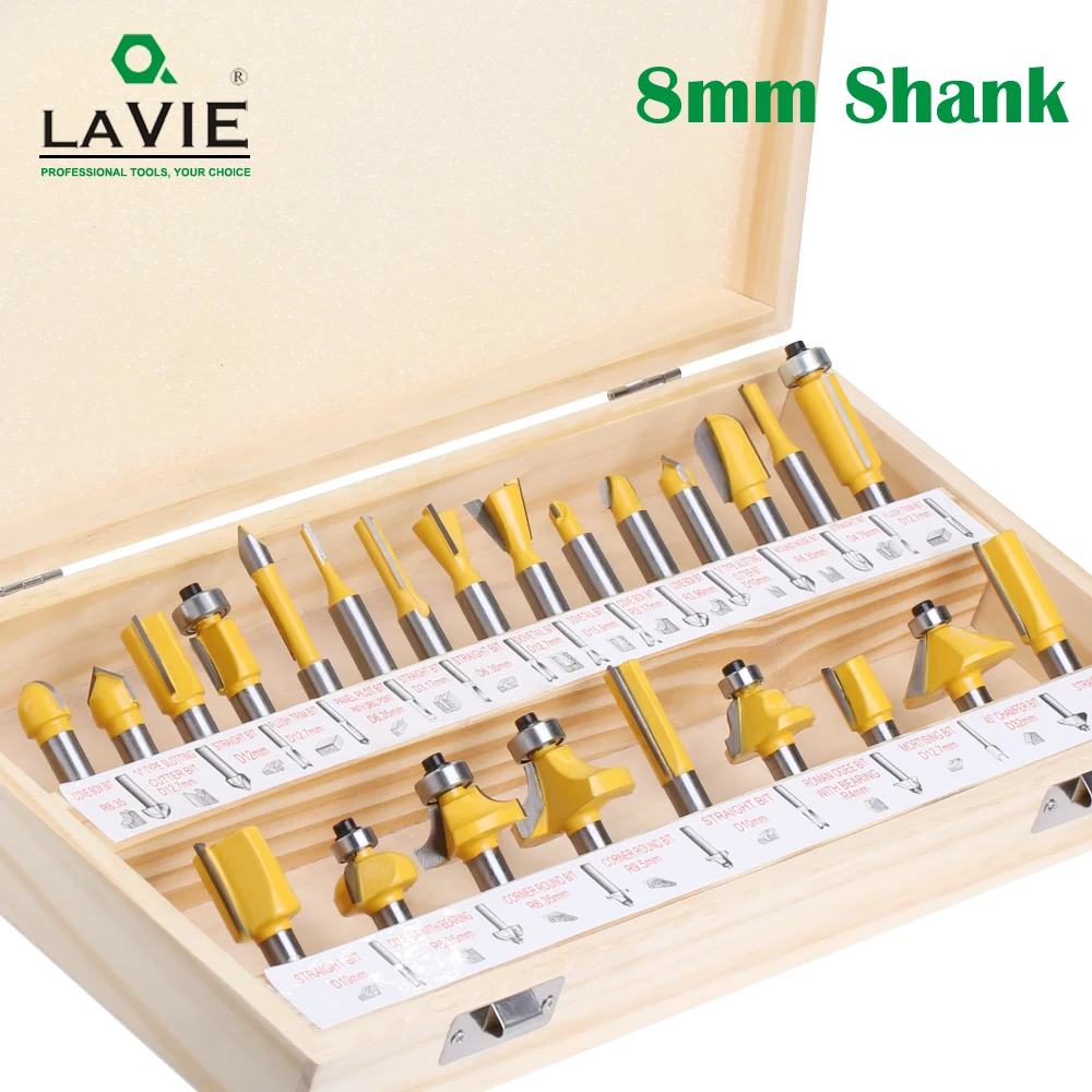 24PCS-8mm-Shank-DIY-Woodworking-Router-Bits-Set-Milling-Cutter-For-Wood ...