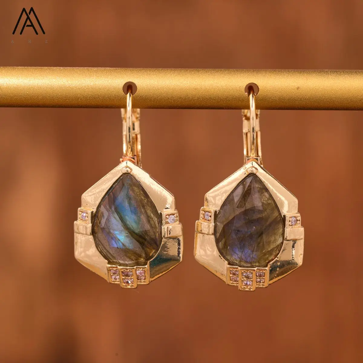 High-End-Women-Teardrop-Labradorite-Earring-Luxury-Fashion-Gemstones ...