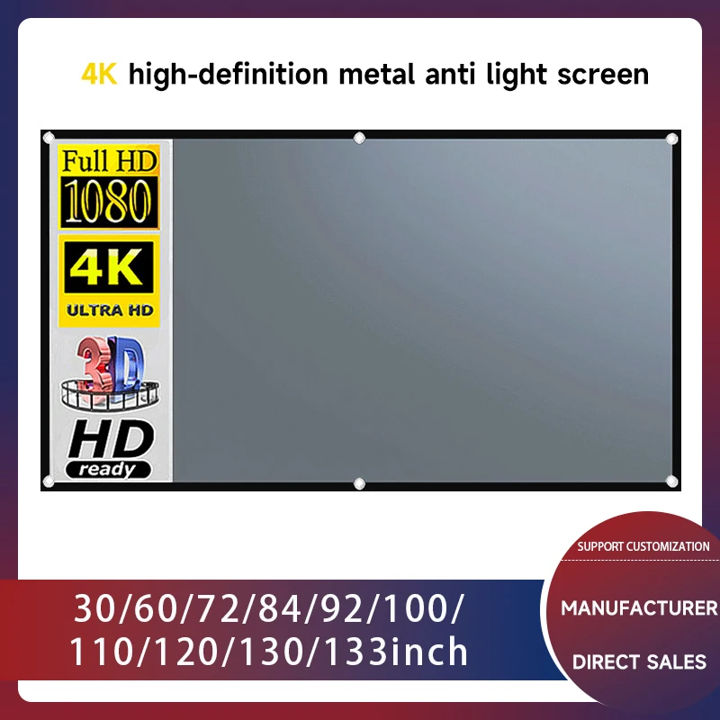 Projector-Screen-16-9-Metal-Anti-Light-Curtain-Reflective-Fabric-Cloth ...