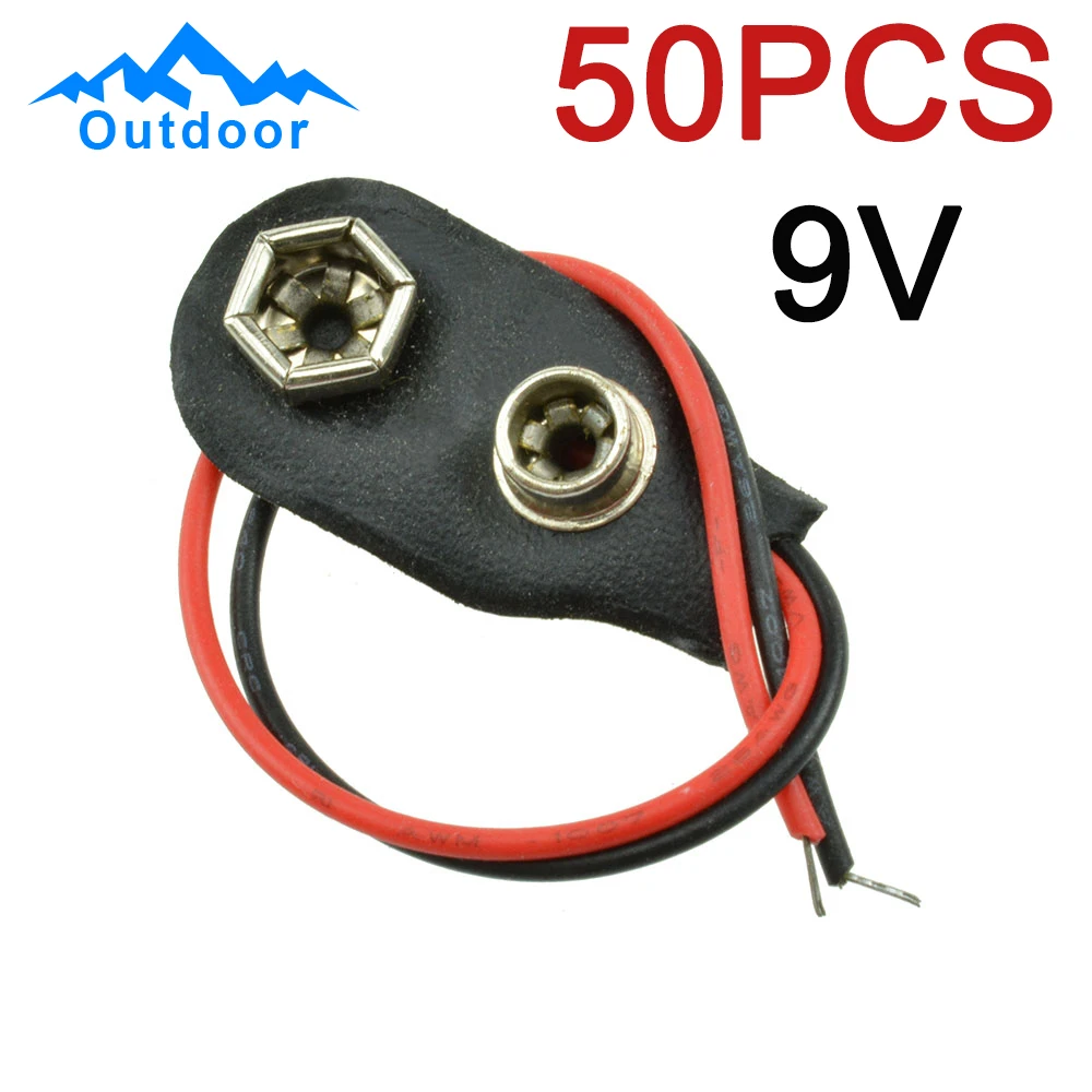 50PCS-9V-Battery-Connector-T-type-9-Volt-Battery-Buckle-Connector-Hard ...
