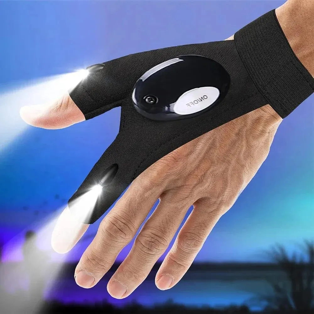 New-LED-Finger-Flashlight-Outdoor-Fishing-Gloves-Torch-Fingerless-Glove ...