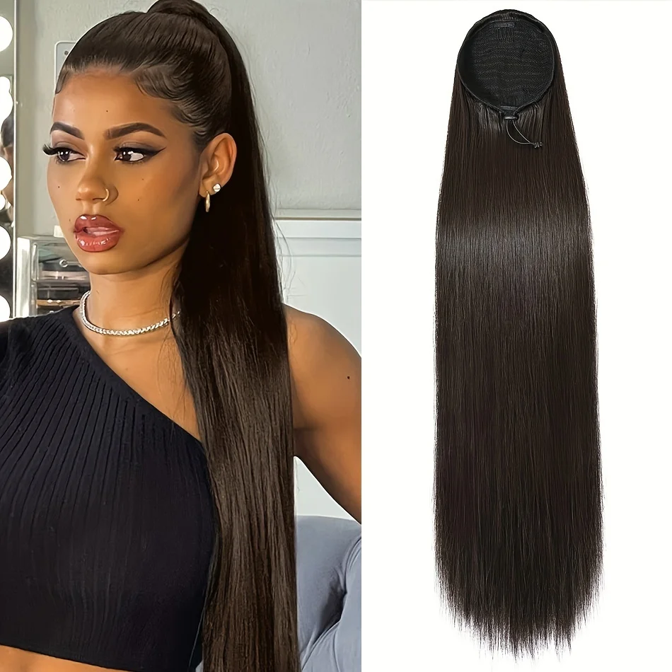 Long-Straight-Drawstring-Ponytail-Multi-Layered-Light-Soft-Tangle ...