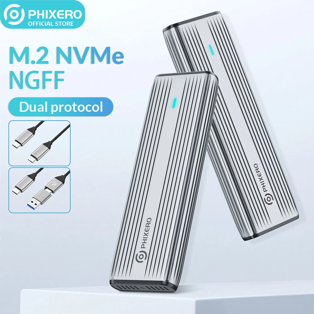 PHIXERO-SSD-Case-M-2-NVMe-SATA-Enclosure-Dual-Protocol-Case-NVME-PCIE ...