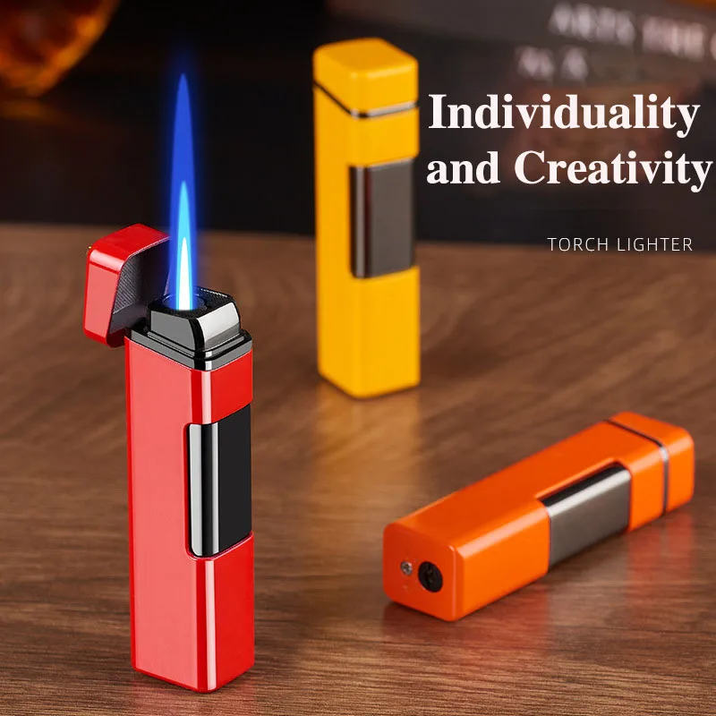 Portable-Press-on-Inflatable-Lighter-Metal-Gas-Lighters-Windproof-Flame ...