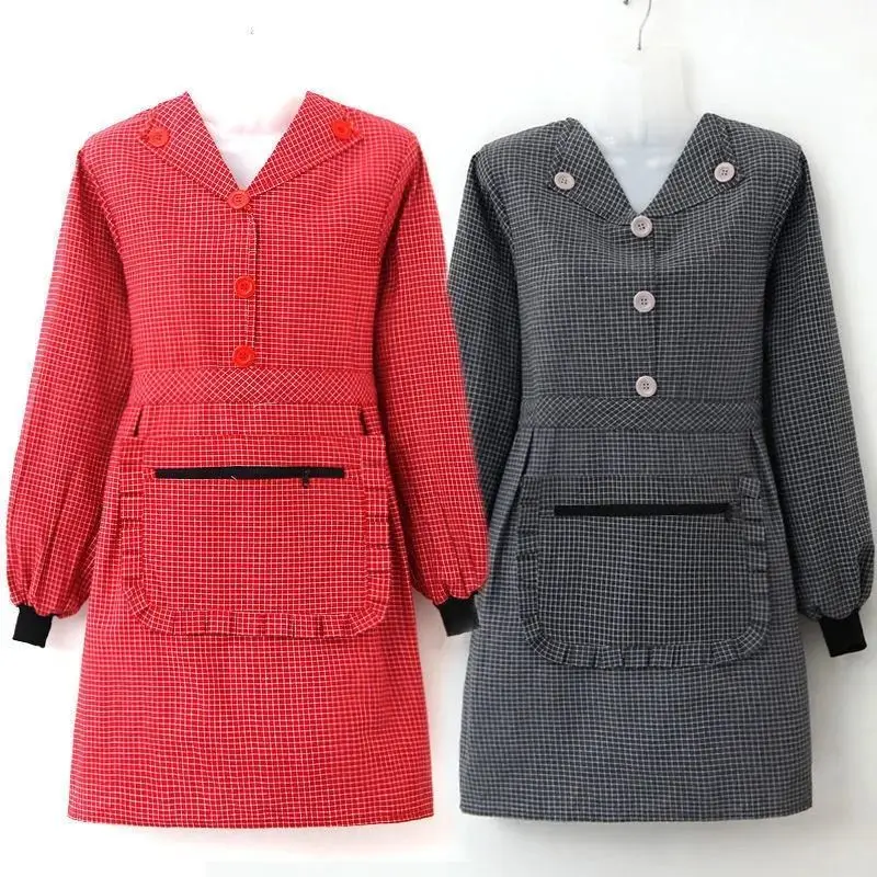 Maid maid apron barber overalls household cotton long sleeved kitchen ...