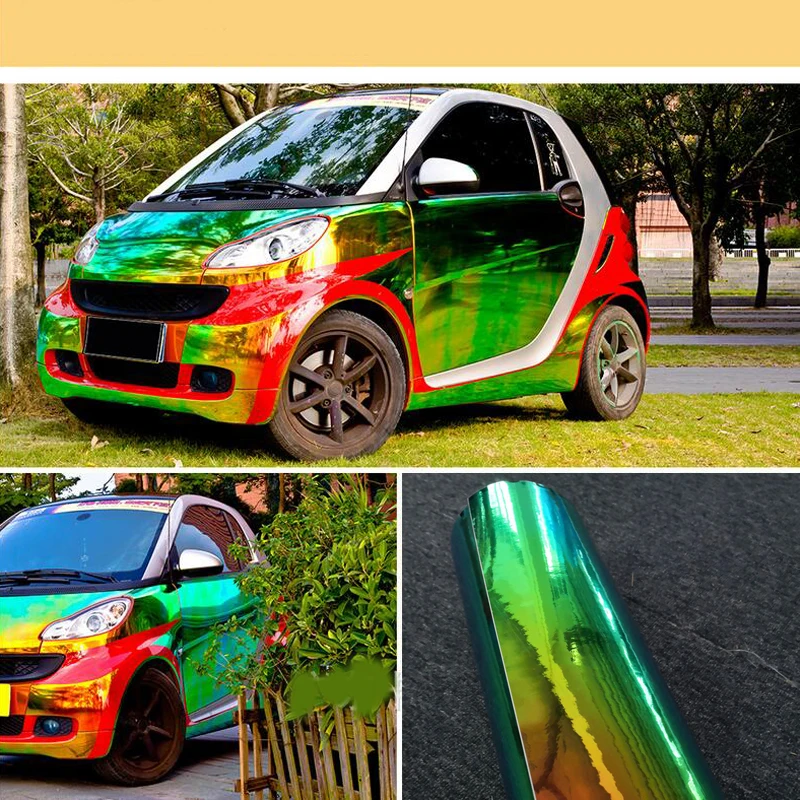 Holographic-Chameleon-Orange-Green-Chorme-Car-Vinyl-Wrap-Film-Decal ...