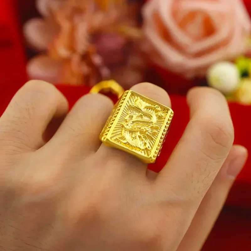 Pure-9999-real-gold-ring-fashion-models-fortune-ring-100-match-gold ...