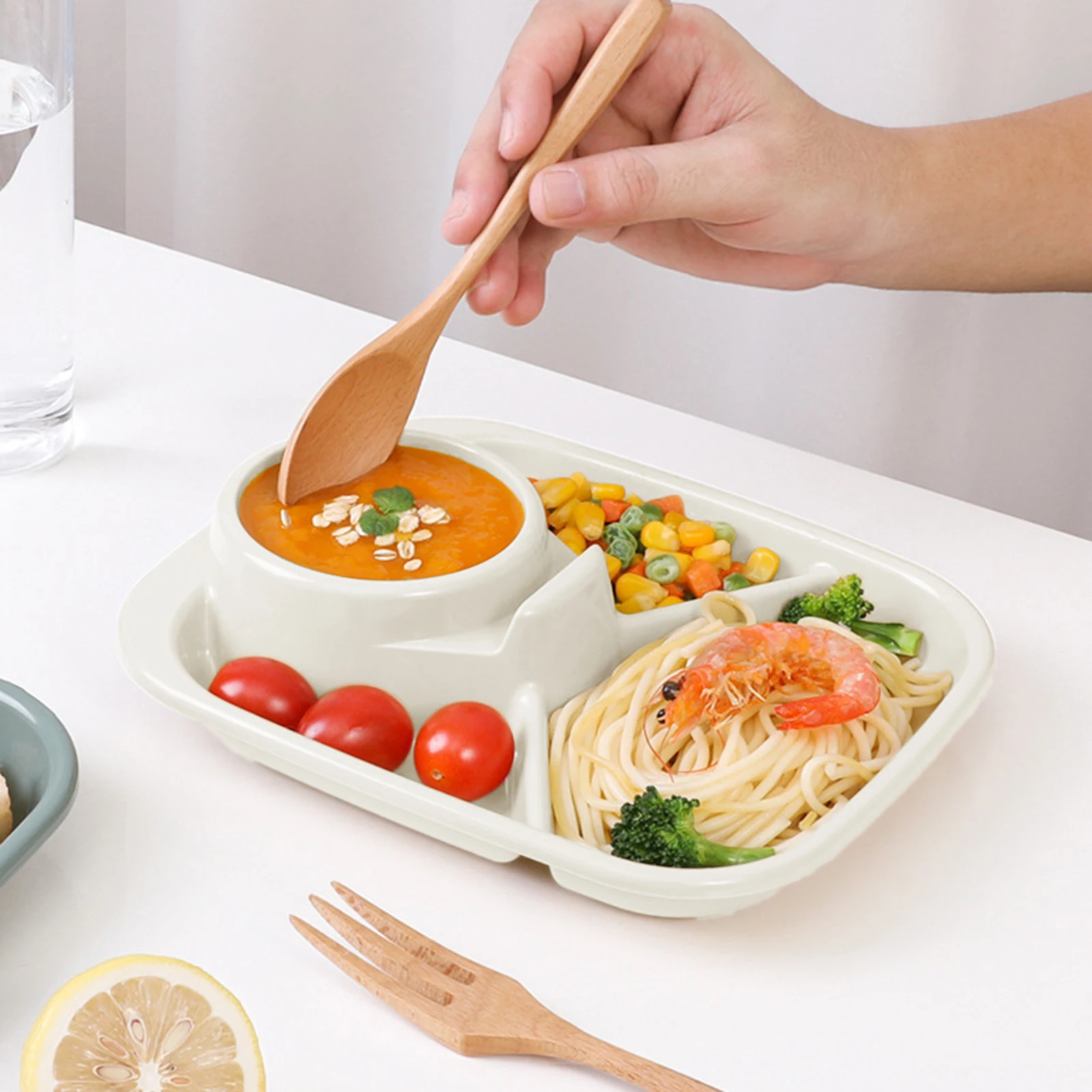 New-Portable-Barbecue-Picnic-Tray-Breakfast-Plate-Divided-Portion ...