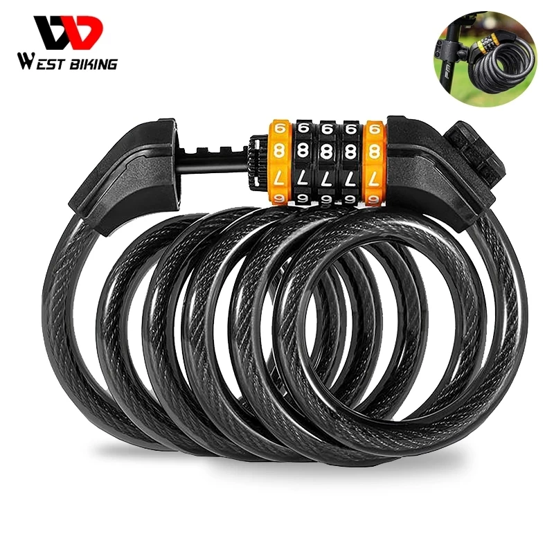 WEST-BIKING-Bicycle-4-5-Digital-Code-Locks-Steel-Cable-Password-Bike ...