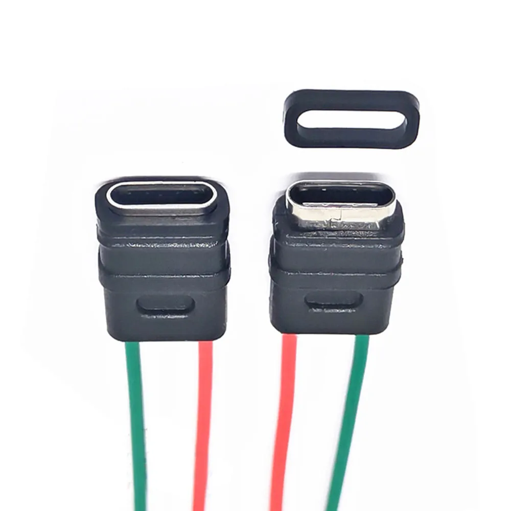 5Pcs USB 3.1 Connector Type C 8Pin 2 Welding Wire Female Waterproof ...