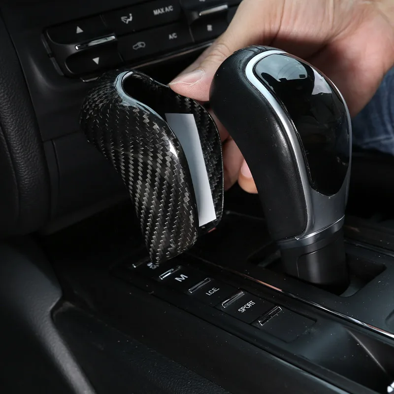 Real-Carbon-Fiber-Car-Gear-Shift-Head-Cover-Trim-Sticker-For-Maserati ...
