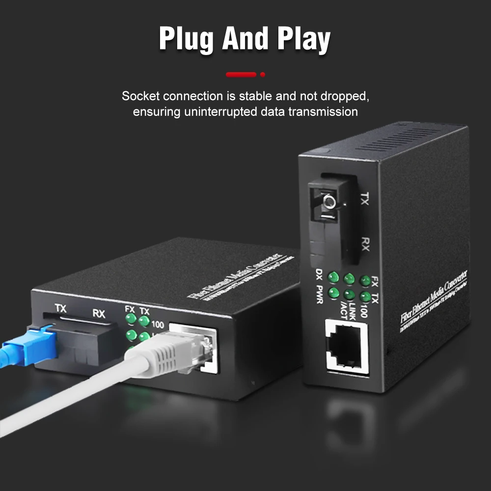 1 Pair Optical Fiber Media Converter 10/100M Single/Multi Mode Single ...