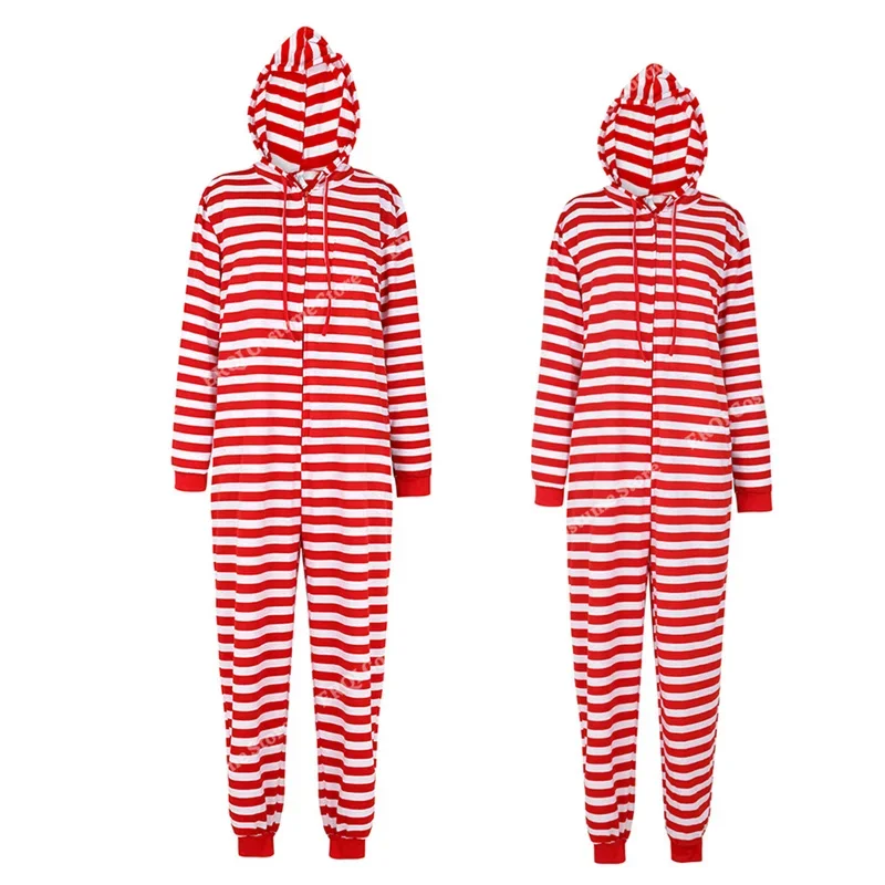 Couple-Onesie-Plus-Size-Christmas-Pajamas-Red-and-White-Striped-Onesies ...