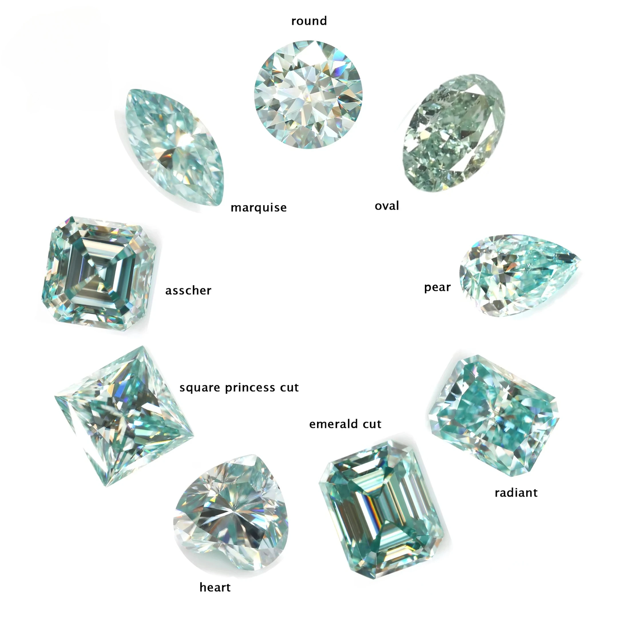 1CT~6CT Green Lab Grown Diamonds With IGI Certificates CVD HPHT Fancy ...