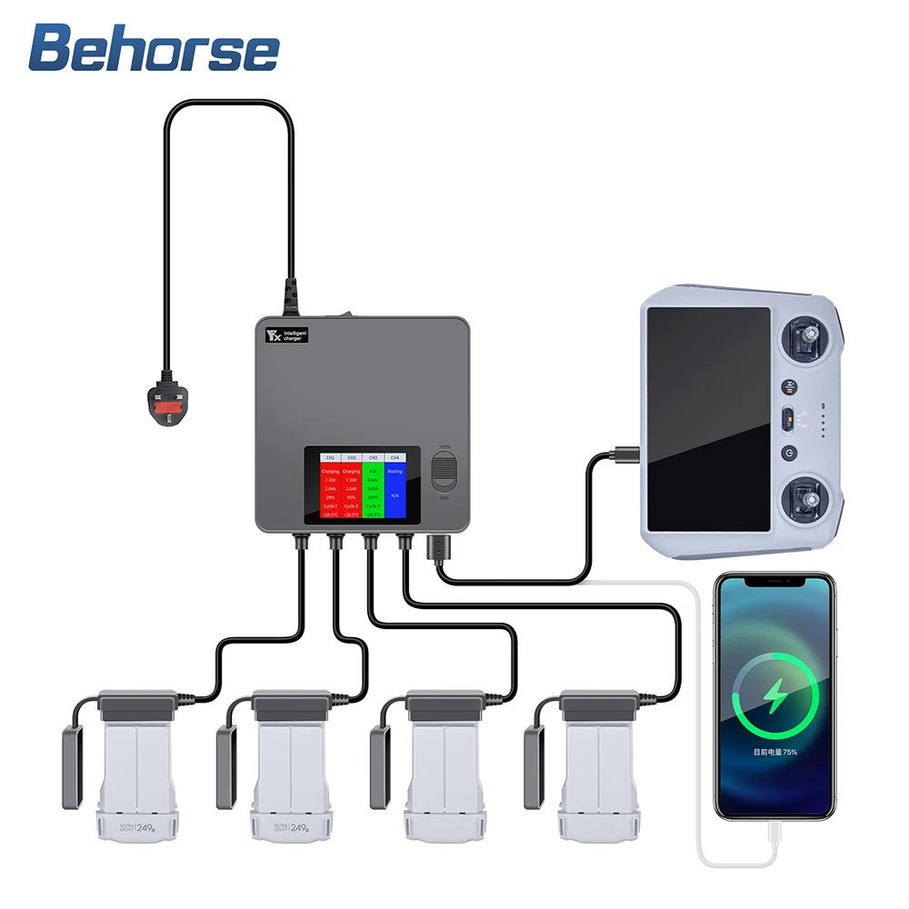 6-in-1-Digital-Display-Battery-Charger-for-DJI-Mini-4-Pro-Battery ...