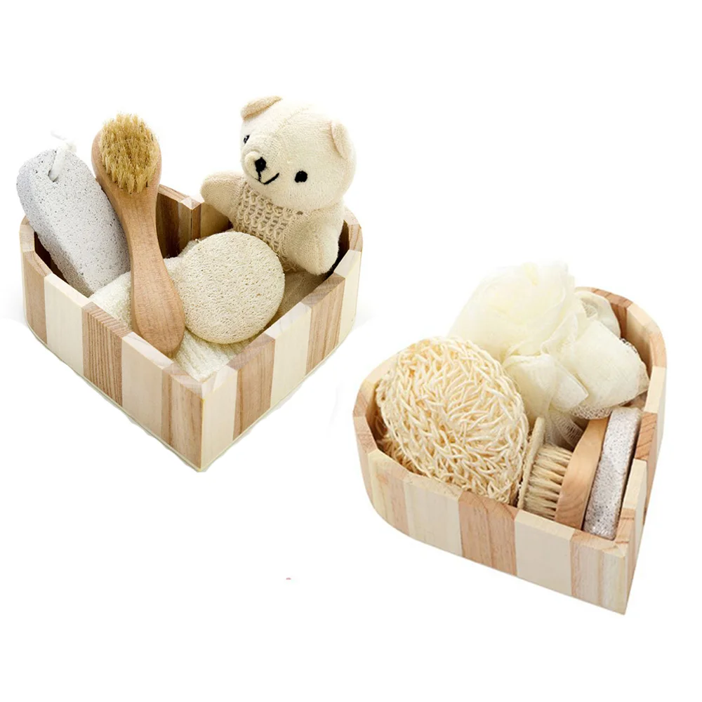 6pcs-Wooden-Bucket-Bath-Set-Body-Cleaning-Tools-Shower-Supplies-Gifts ...
