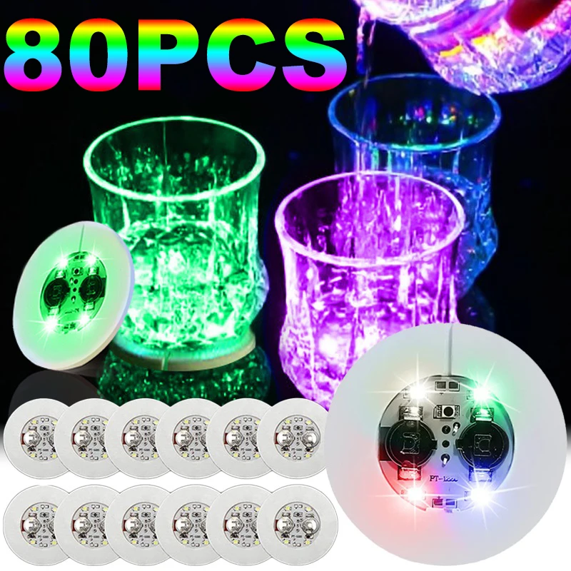 20-40-50-80PCS-LED-Coaster-Light-Up-Coasters-Stickers-Liquor-Bottle ...