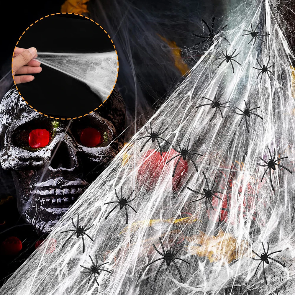 Halloween-Decorations-Artificial-Spider-Web-Super-Stretch-Cobwebs-with ...