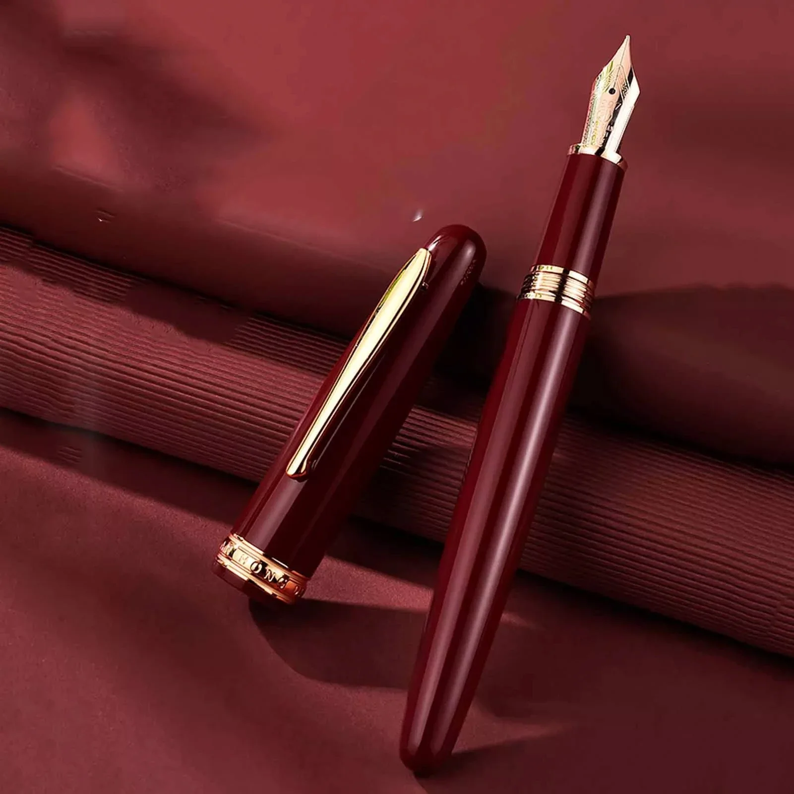 Hongdian-1841-Red-Fountain-Pen-Iridium-Resin-Ink-Pen-EF-F-Nibs-Office ...