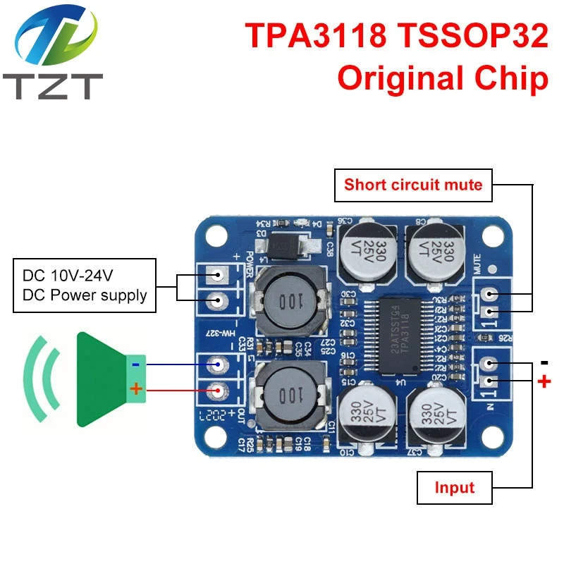1PCS-DC-12V-24V-TPA3118-60W-Mono-Digital-Audio-Power-Amplifier-Board ...
