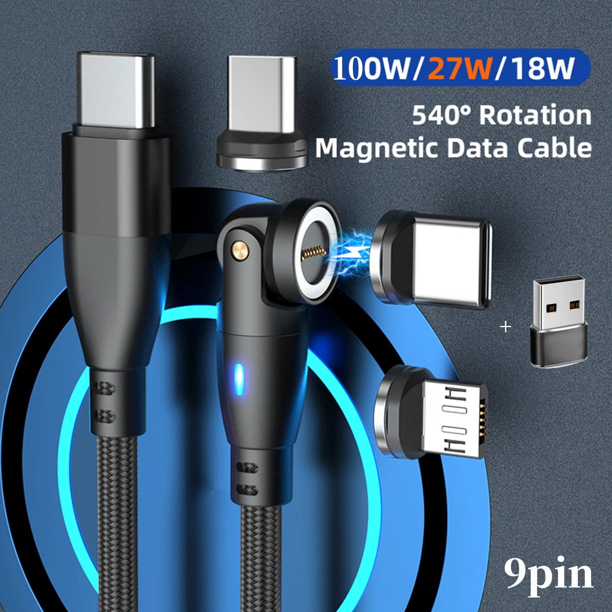 PD-100W-360-Magnetic-Cable-USB-Typc-C-to-Type-c-PD-20W-Lightning-micro ...