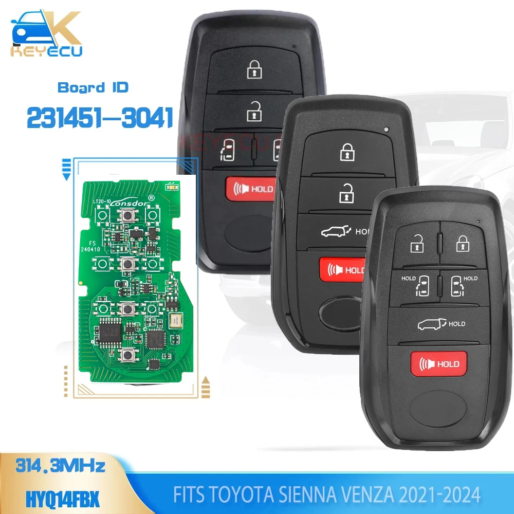 KEYECU 231451-3041,HYQ14FBX Smart Remote Key Fob 314.3MHz for Toyota ...