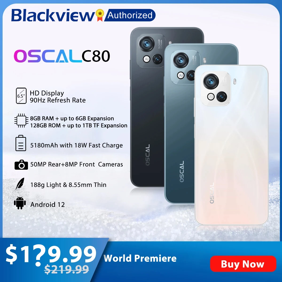 Blackview-oscal-c80-smartphone-6-5-waterdrop-tela-telefone-8gb-128gb ...