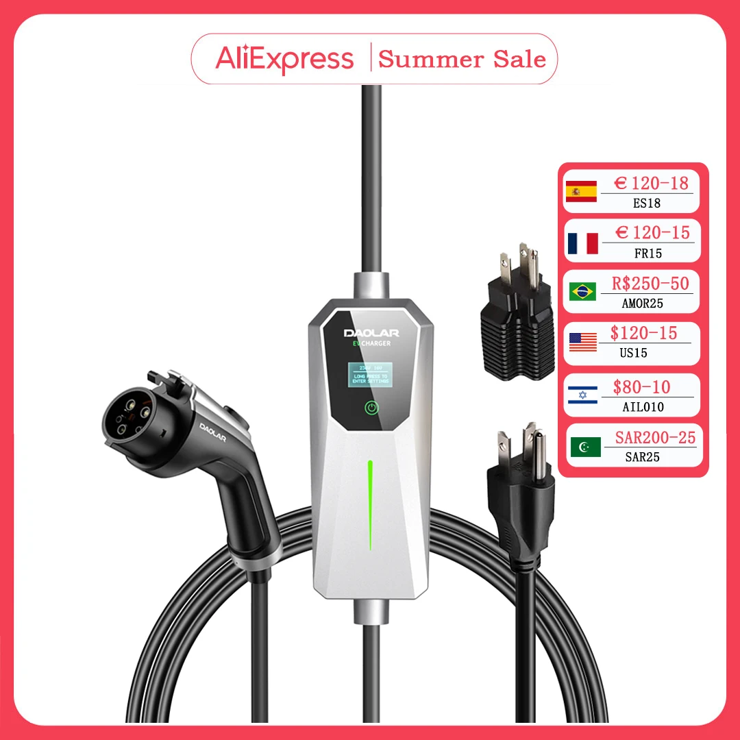 Daolar Ev Charger 3.5kw 16a 240v Type1 J1772 Evse Wallbox For All ...