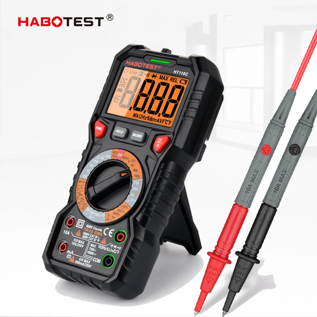 HABOTEST HT113 Multimeter Digital Professional 600V uA mA AC DC Ohm ...