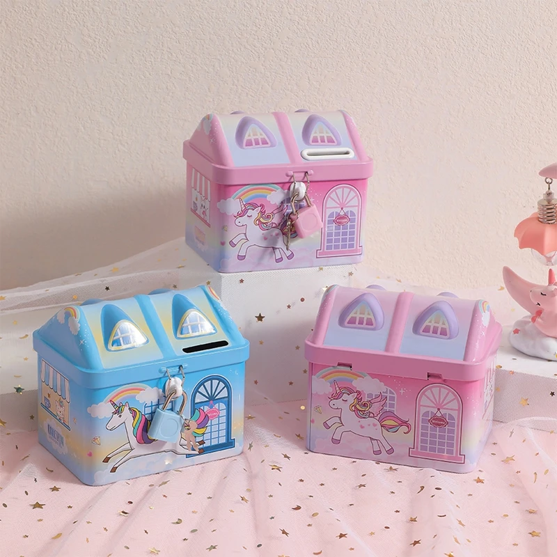 Small-Unicorn-Tinplate-House-Boys-and-Girls-Piggy-Bank-Children-s ...