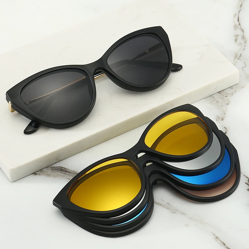 High Quality Anti-Glare Polarized TR90 Sunglasses Women Men 5 in 1 Sets ...