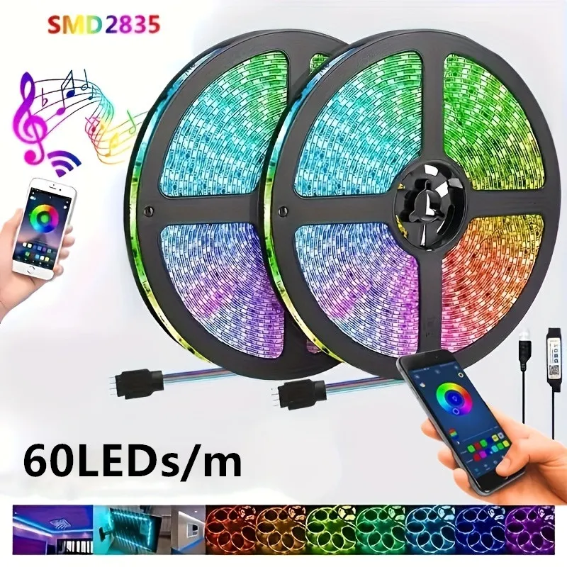 Smart-LED-Strip-Lights-RGB-2835-Bluetooth-App-Control-TV-Backlight ...