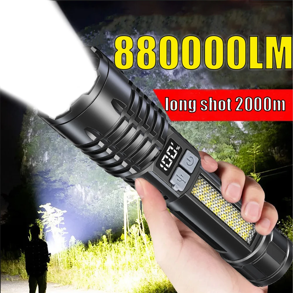 High-Power-Led-Flashlight-COB-Strong-Light-Tactical-Torch-with-Battery ...
