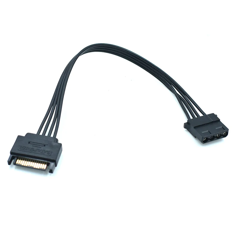 Câble adaptateur d'alimentation noir 18awg SATA mâle vers 4 broches ...