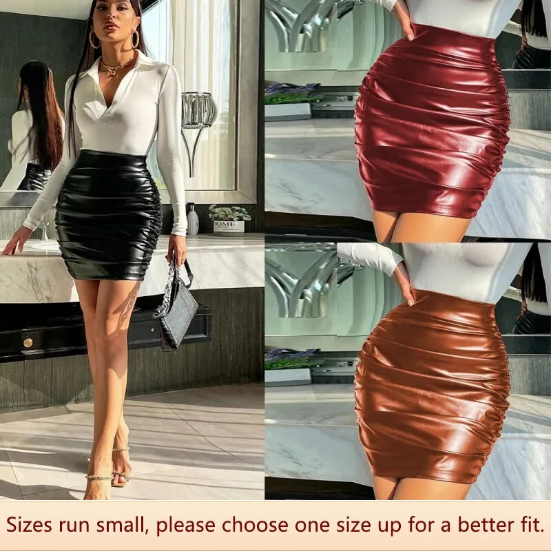 Temupu-Leather-Women-Half-Skirt-Zipper-High-Waist-Bag-Butt-Women-Style ...